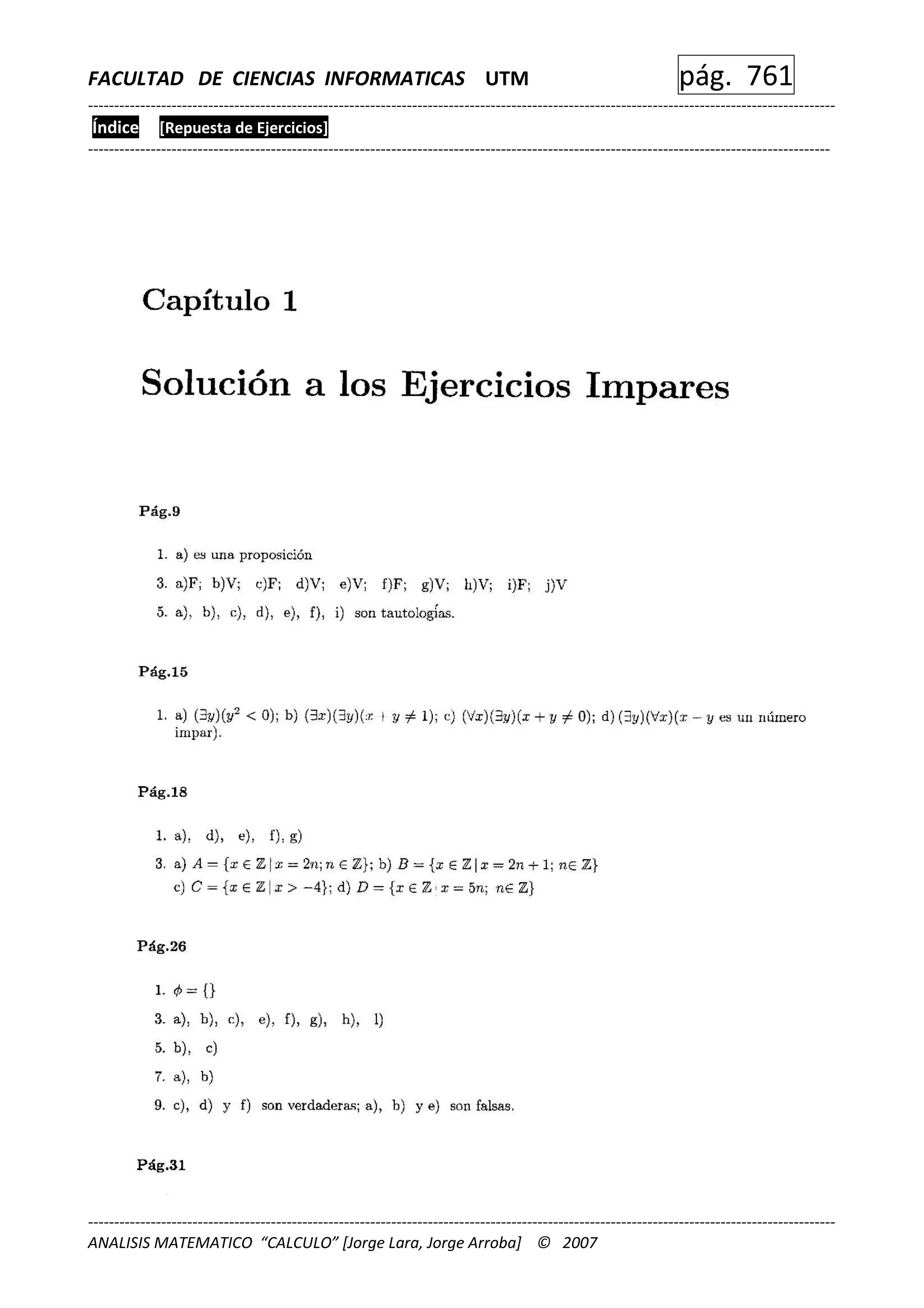 Ejercicios impares lara y arroba analisis matematico | PDF