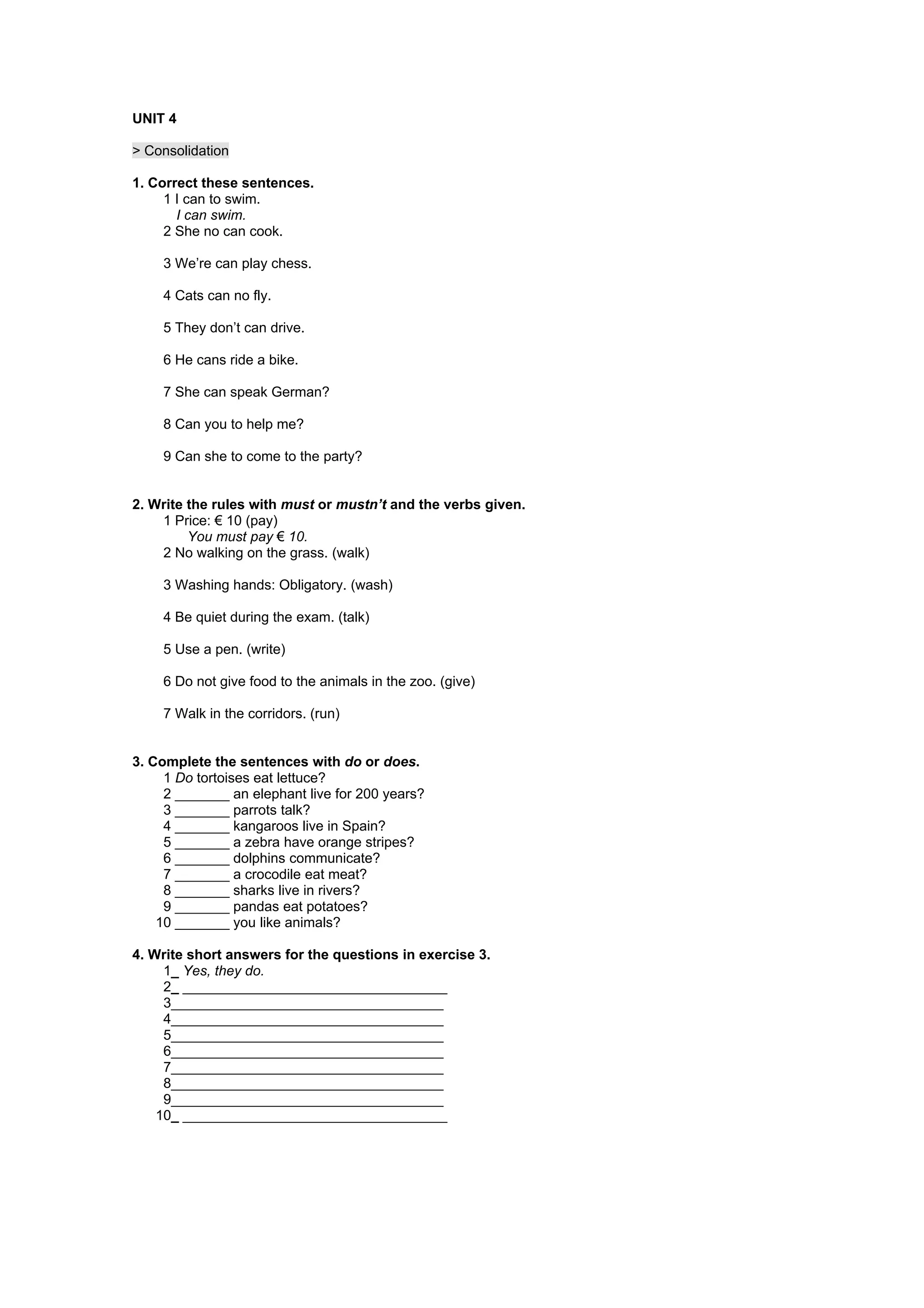 Ejercicios ingles | DOC