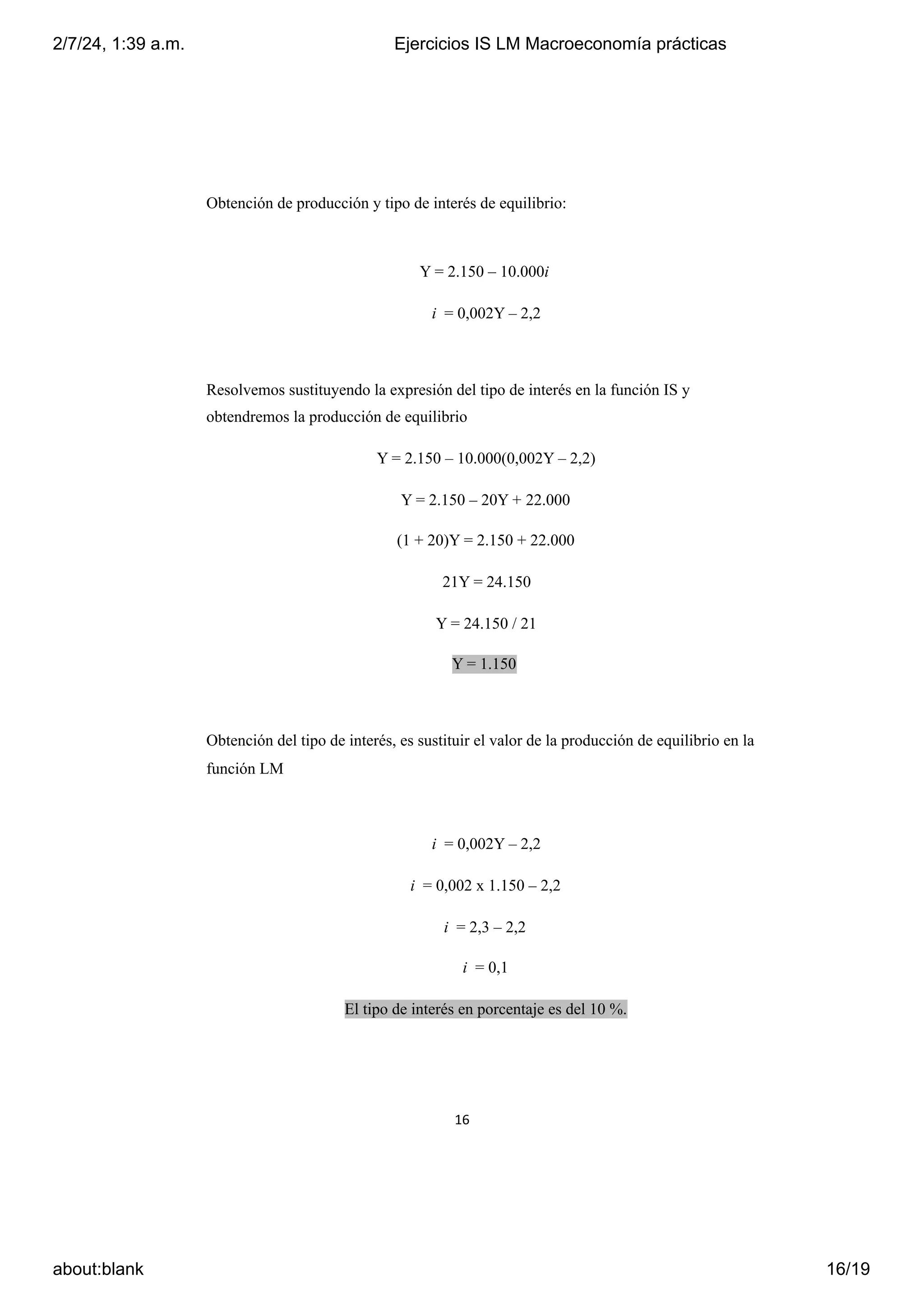 Ejercicios IS LM Macroeconomía prácticas.pdf