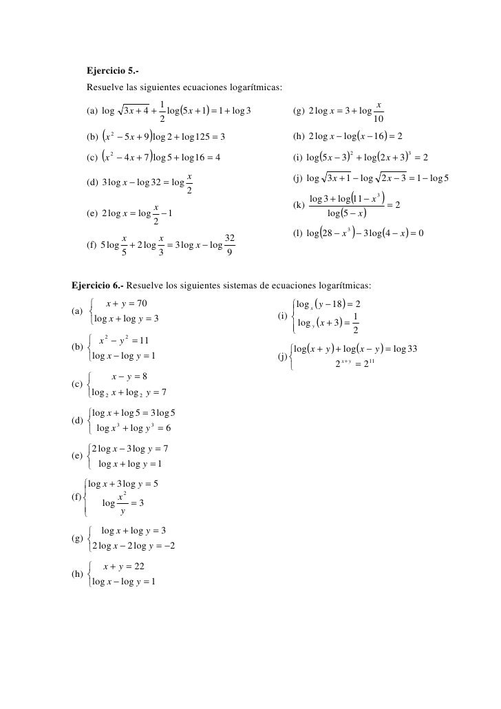Ejercicios logaritmos 1º bachillerato-css