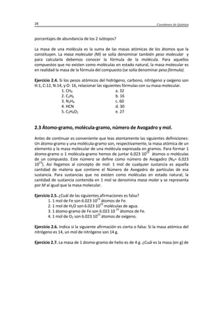 Ejercicios masa molar | PDF