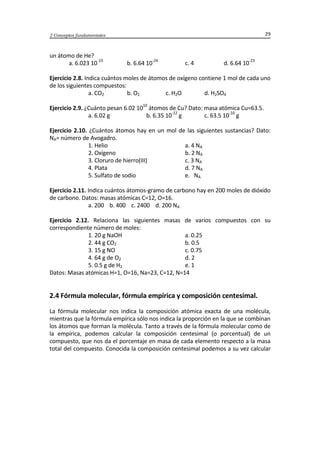 Ejercicios masa molar | PDF