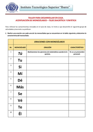 Ejercicios monosilabos | DOCX