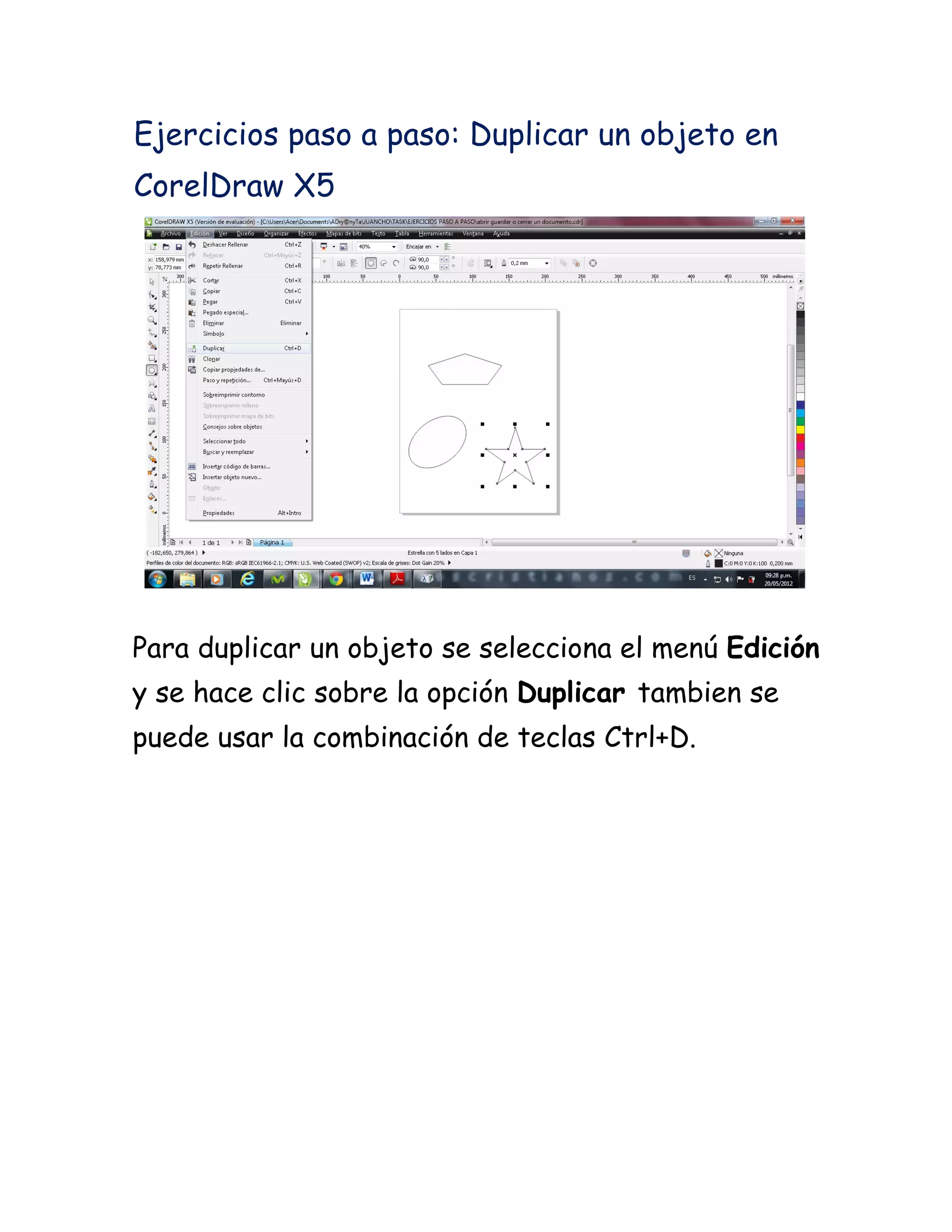 Ejercicios pasa a paso corel draw x5 | PDF