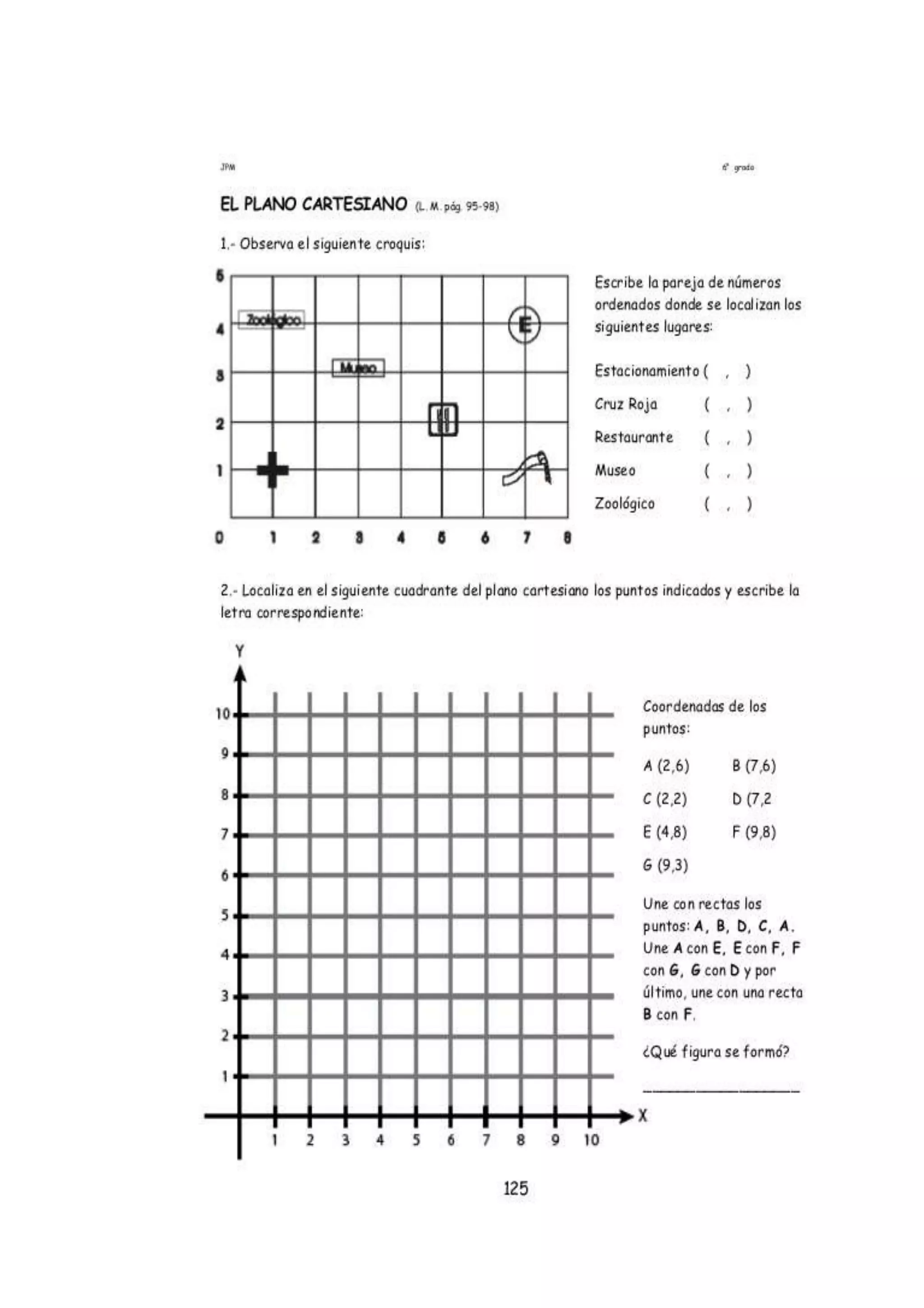 Ejercicios plano cartesiano | DOCX