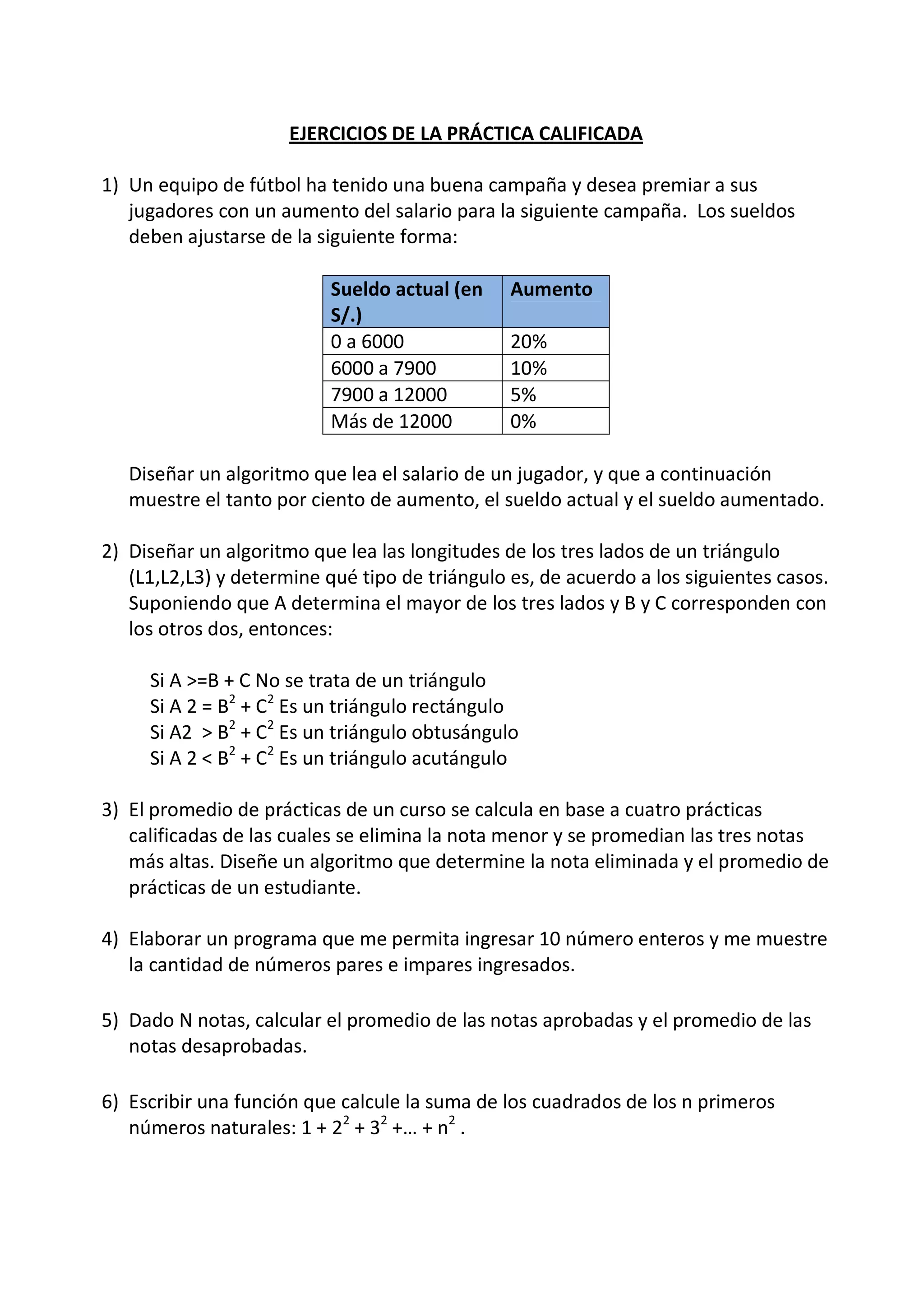 Ejercicios practica calificada | PDF
