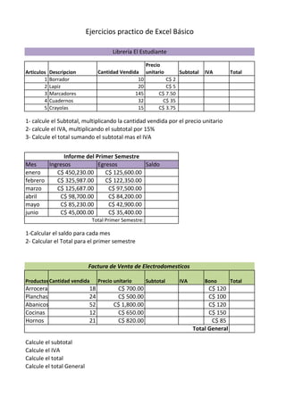 Ejercicios practicos basico de excel | PDF