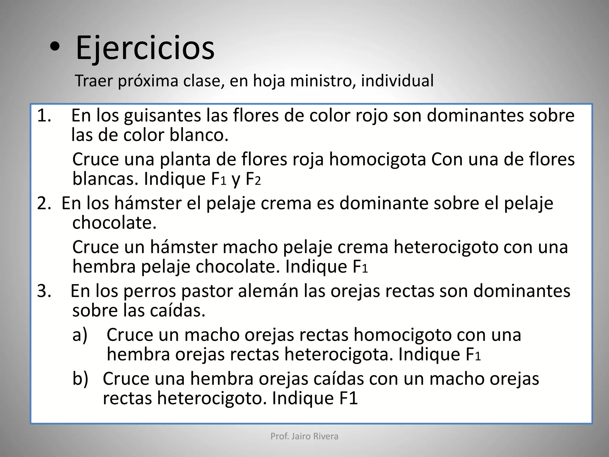 Ejercicios primera ley de mendel | PPTX