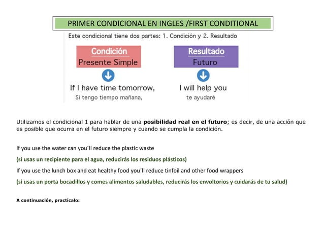 Ejercicios primer condicional | PPT