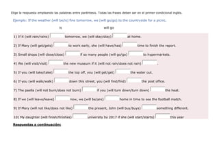 Ejercicios primer condicional | PDF