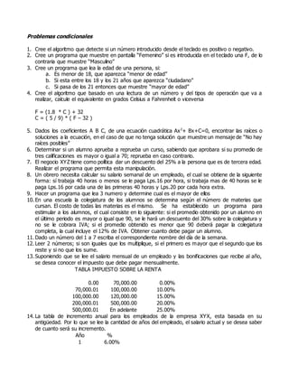 Ejercicios programacion 2019 | DOCX