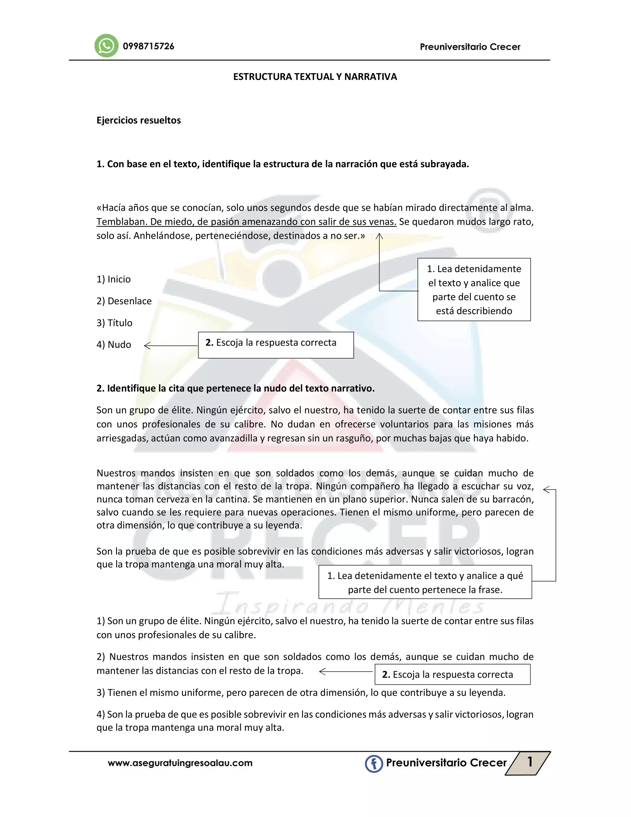 Ejercicios propuestos estructura textual y narrativa | PDF