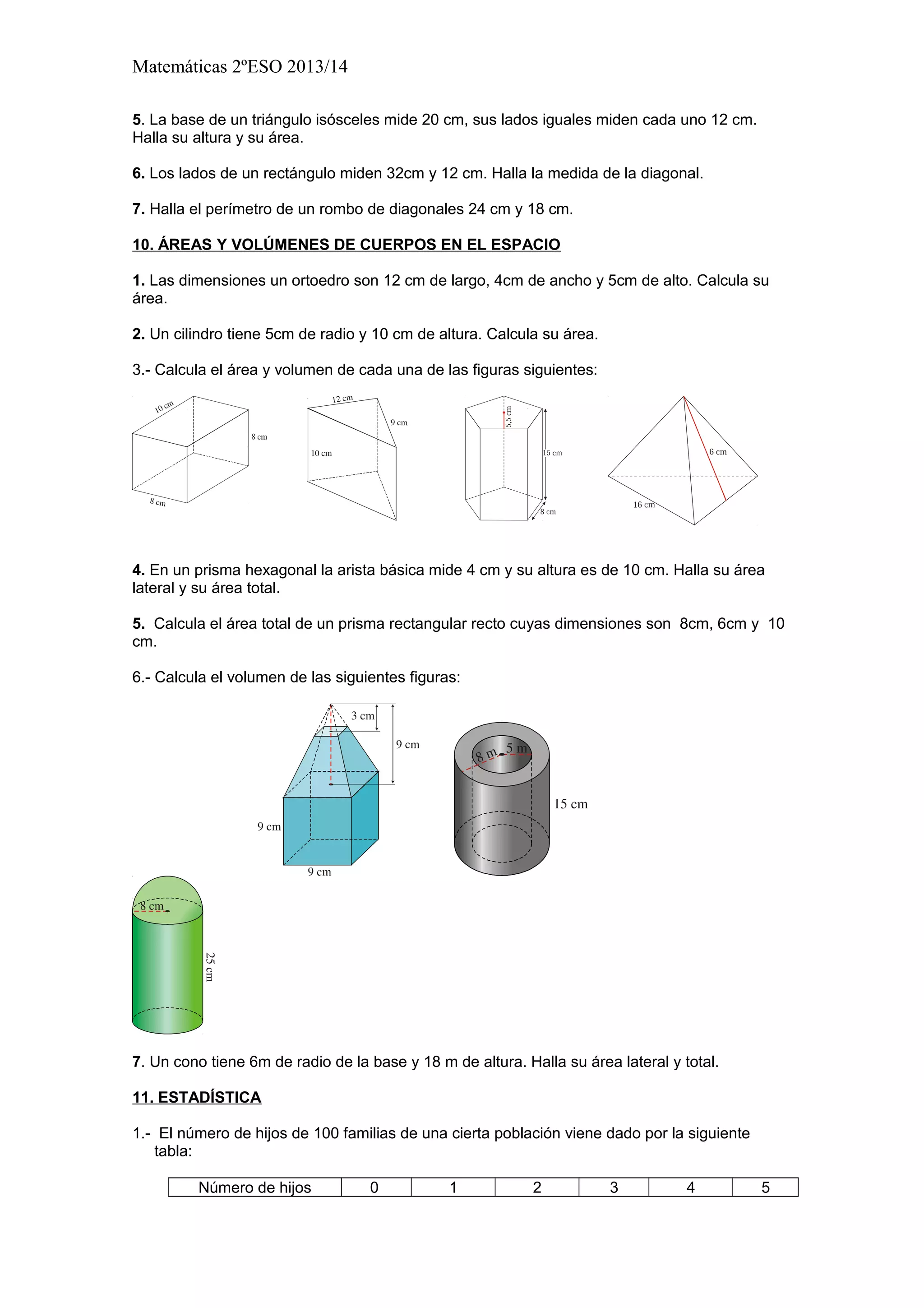 Ejercicios repaso 2º eso 2013 14 | DOC