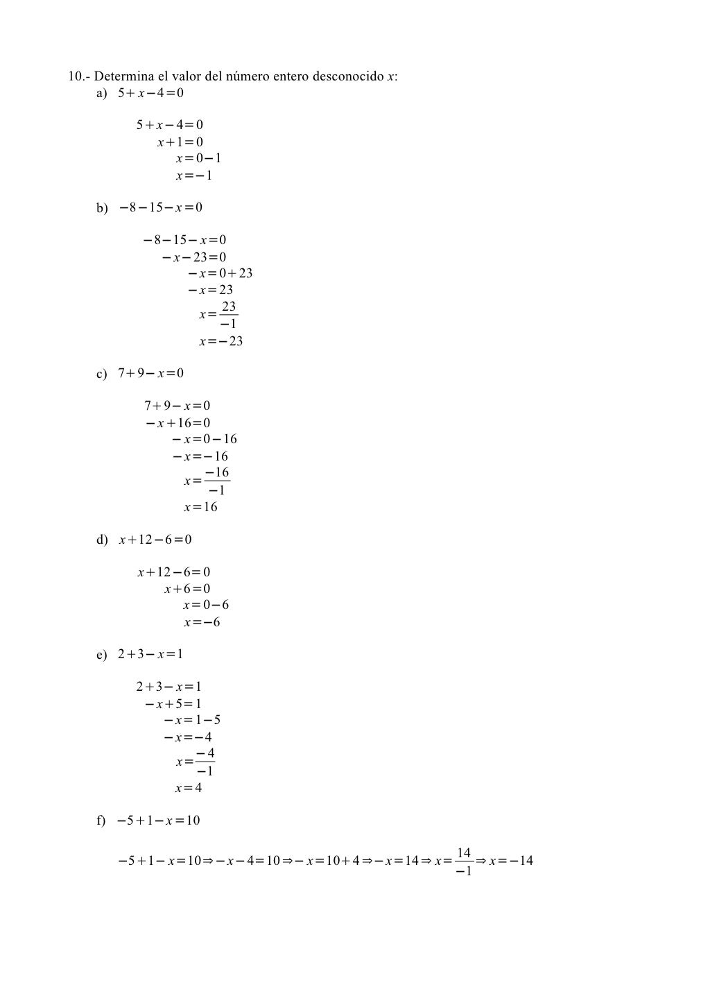 Ejercicios resueltos: NÚMEROS ENTEROS 2