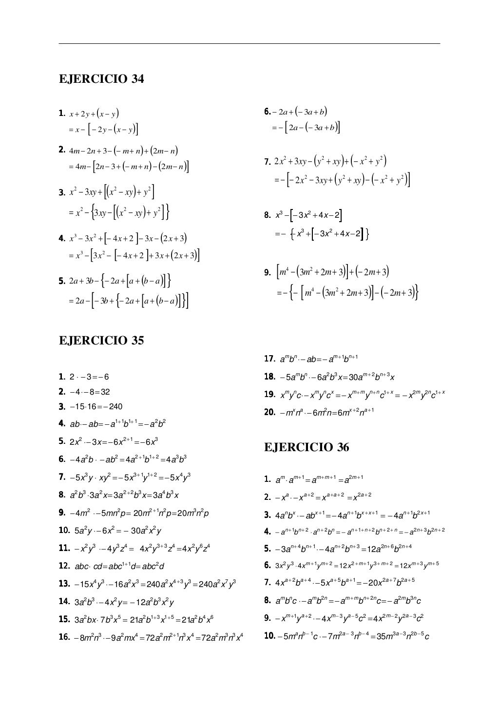 Ejercicios resueltos de el algebra de baldor