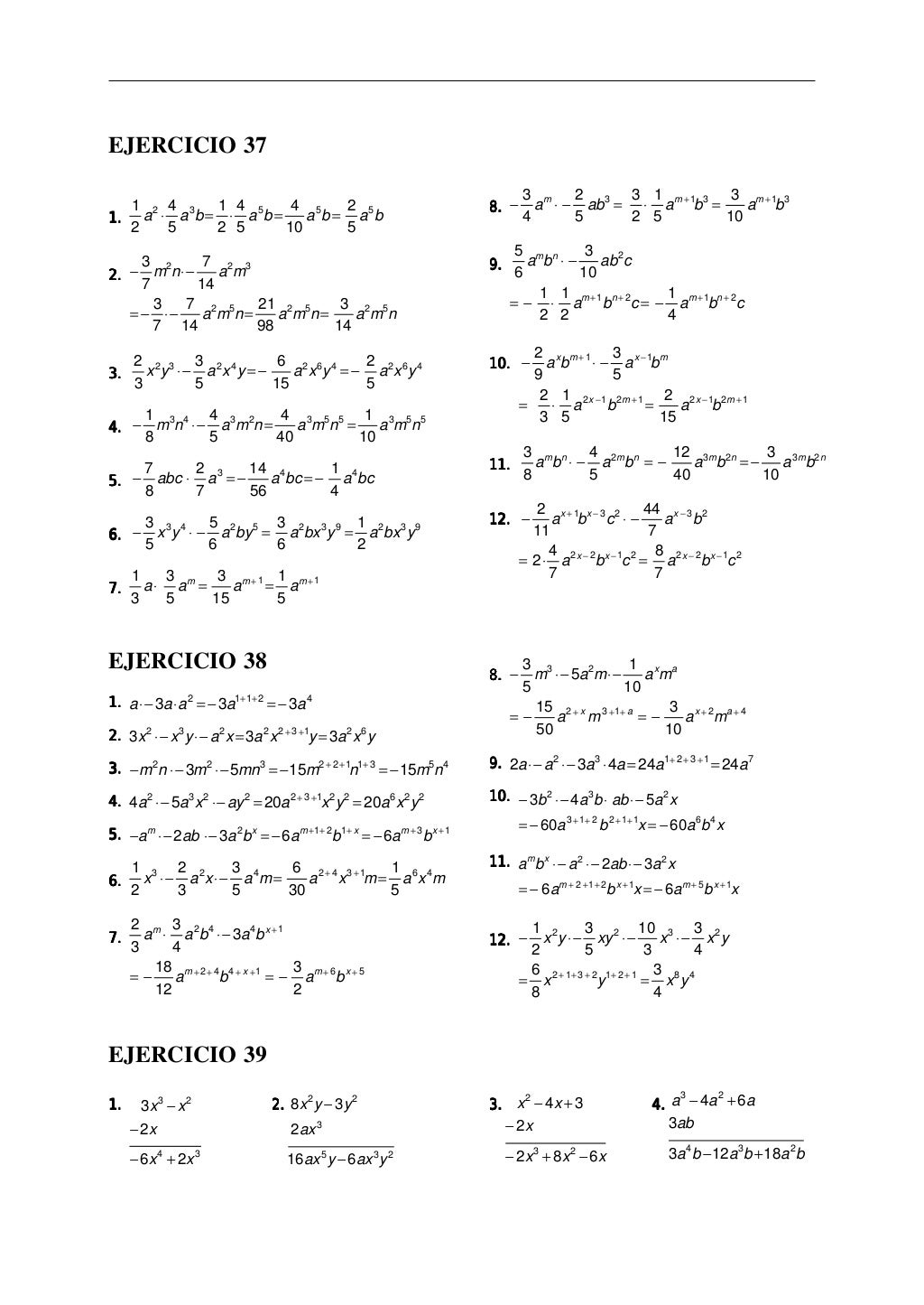 Ejercicios resueltos de el algebra de baldor