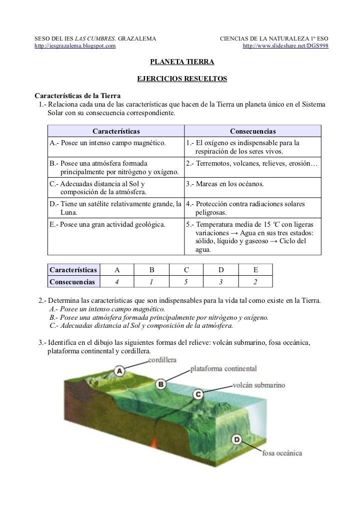Hoja De Trabajo Sobre La Tierra En El Espacio Con Respuestas