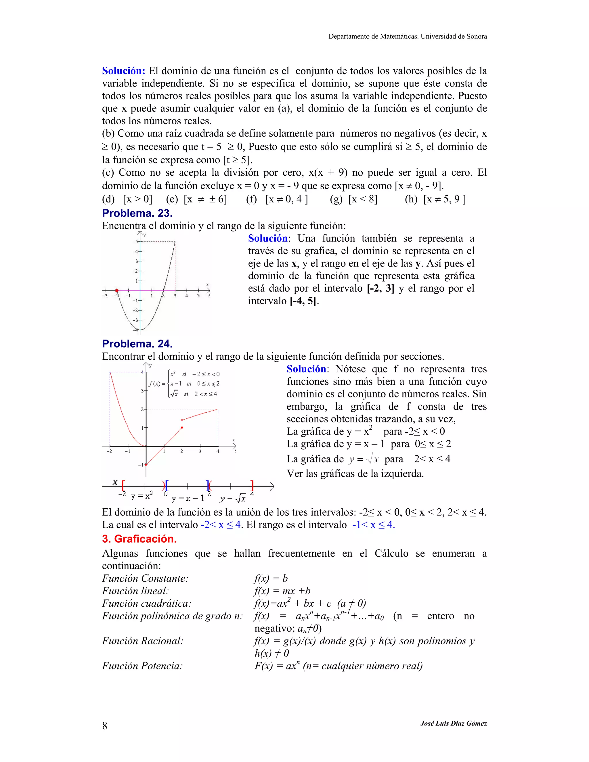 Ejercicios resueltos de funciones - CALCULO I | PDF