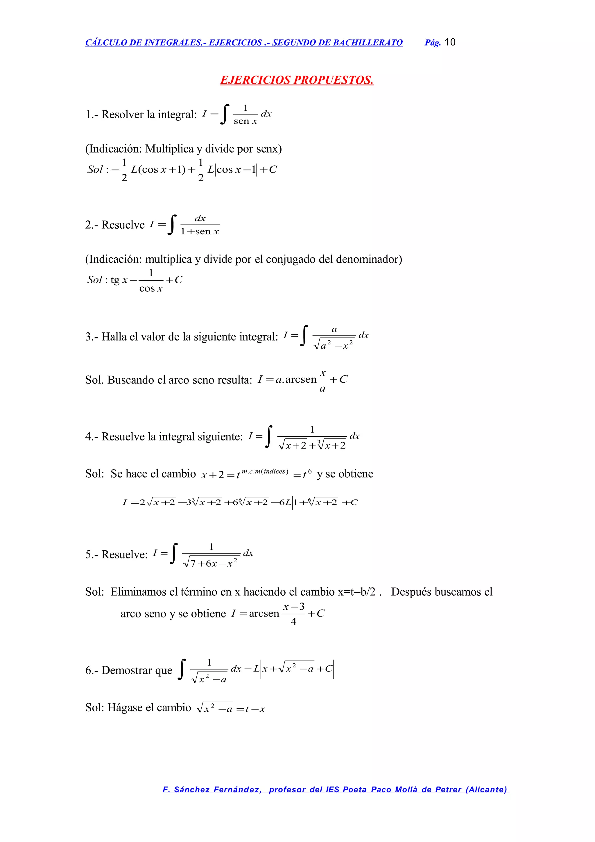 Ejercicios resueltos de integrales indefinidas | DOC | Physics | Science