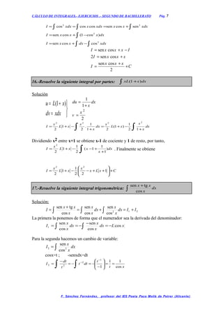 Ejercicios resueltos de integrales indefinidas | DOC