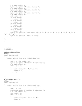 Ejercicios resueltos de java | DOCX