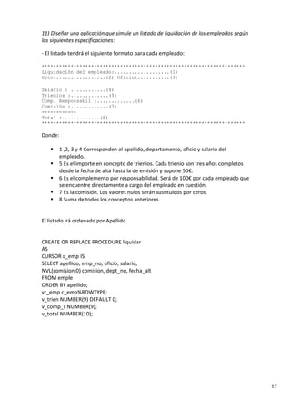Ejercicios resueltos de_pl-sql | PDF