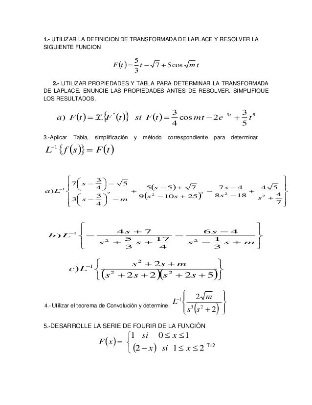 Ejercicios Resueltos De Transformada De Laplace