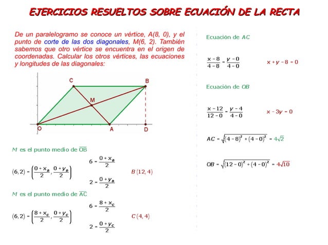 Ecuaciones De La Recta Ejercicios Resueltos Pdf