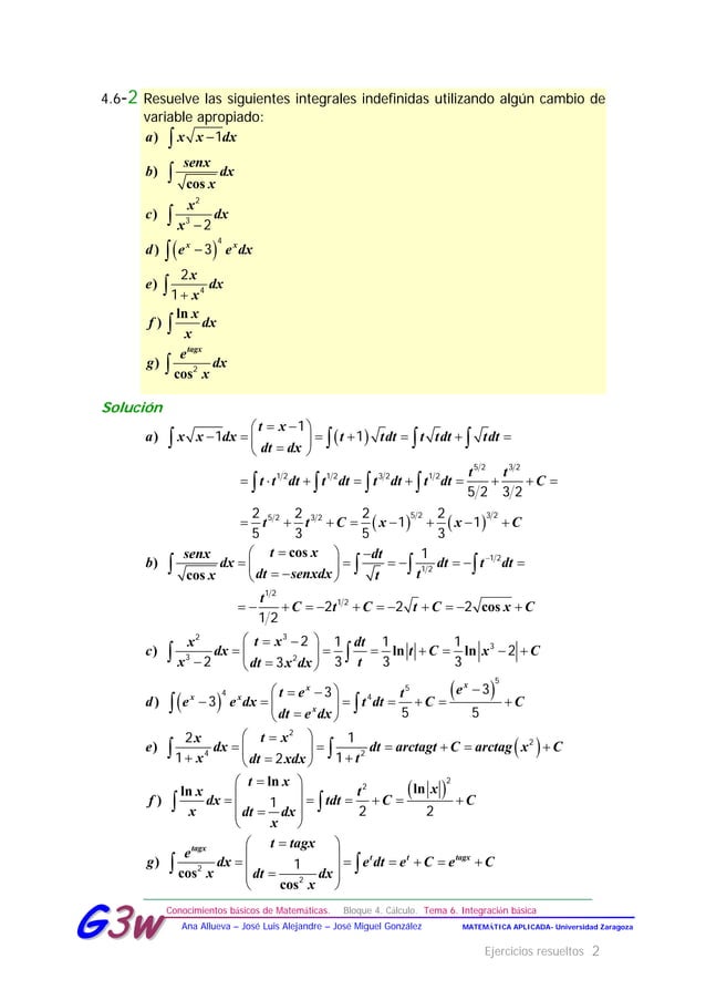 Ejercicios resueltos integrales | PDF
