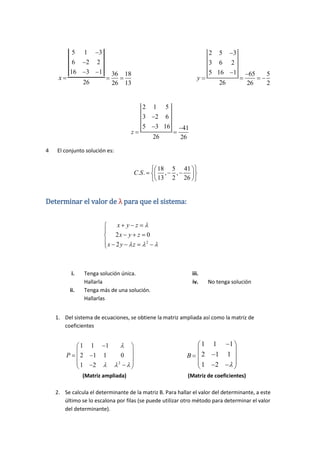 Ejercicios resueltos metodo de cramer | PDF