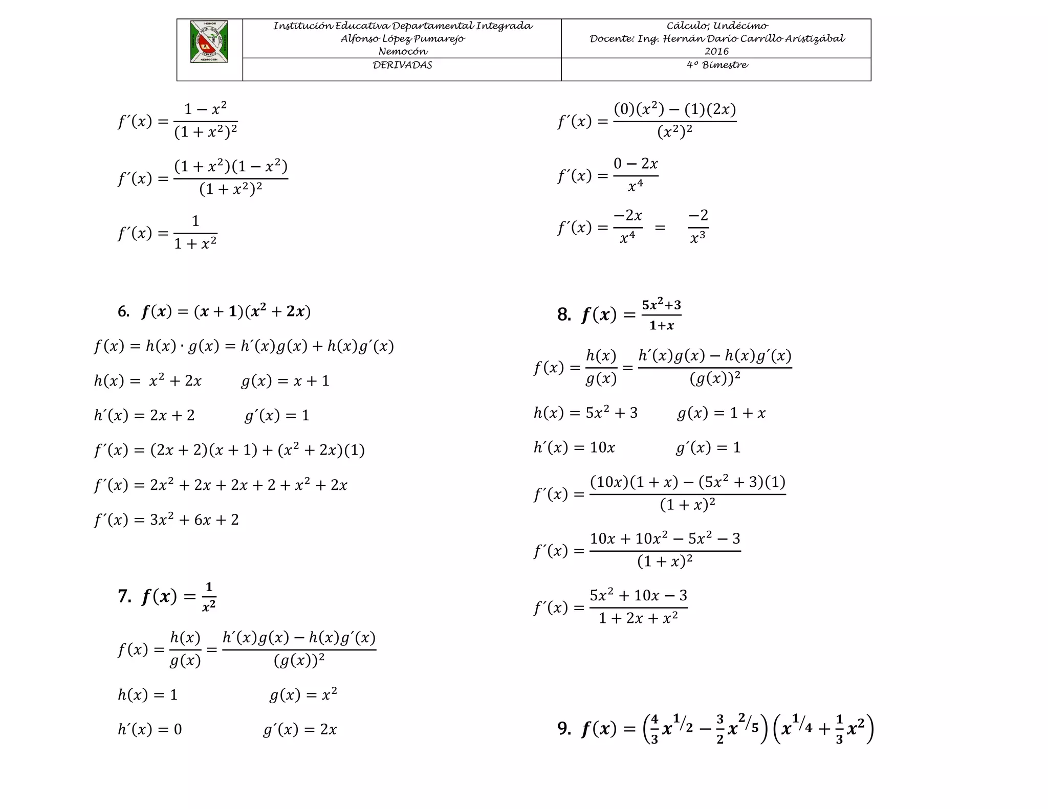 Ejercicios resueltos por propiedades de derivadas | PDF