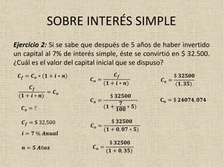 Ejercicios resueltos sobre interés simple y compuesto | PPTX