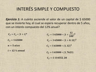 Ejercicios resueltos sobre interés simple y compuesto | PPTX