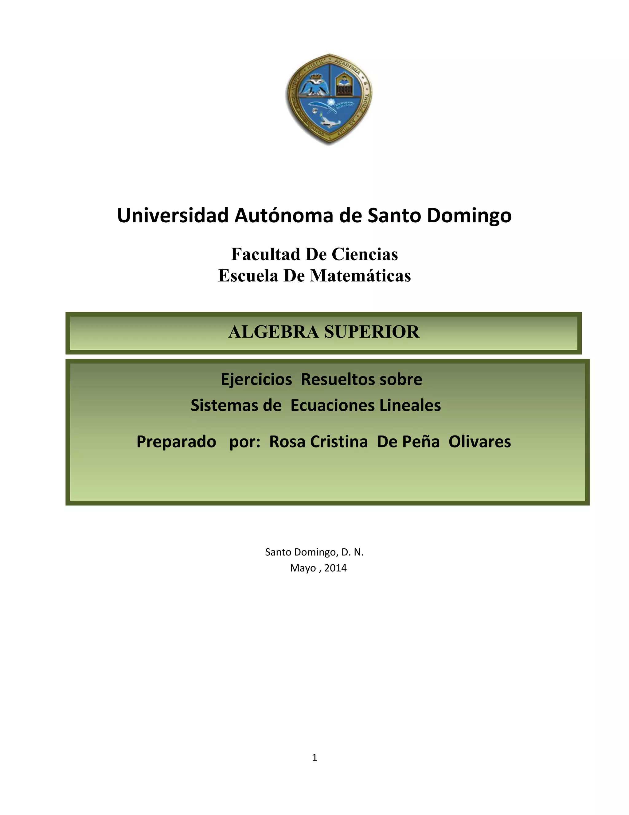 Ejercicios resueltos sobre Sistemas Ecuaciones Lineales | PDF