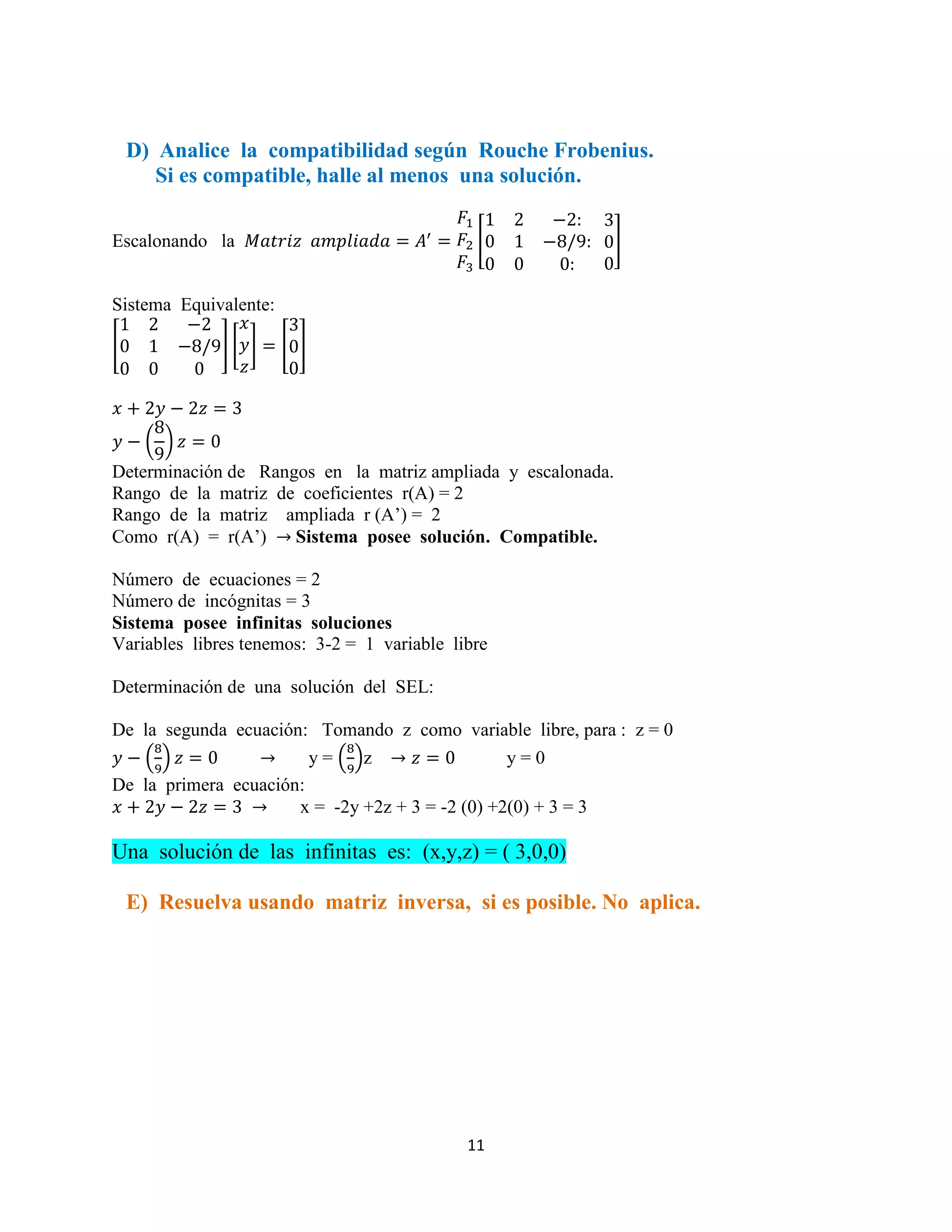 Ejercicios resueltos sobre Sistemas Ecuaciones Lineales | PDF