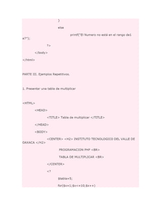 Ejercicios resueltos y propuestos en php | PDF