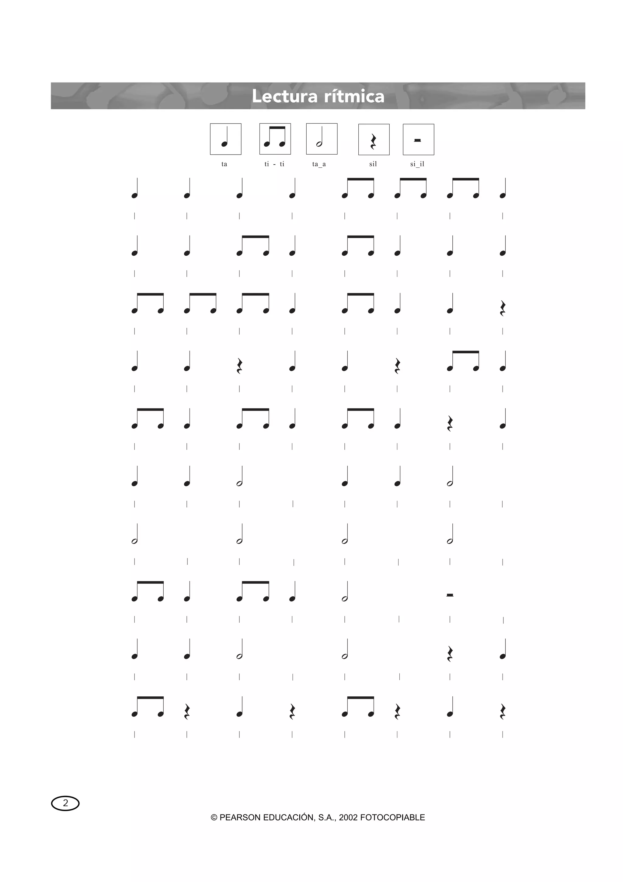 Ejercicios ritmicos teoria de la musica - lenguaje musical | PDF