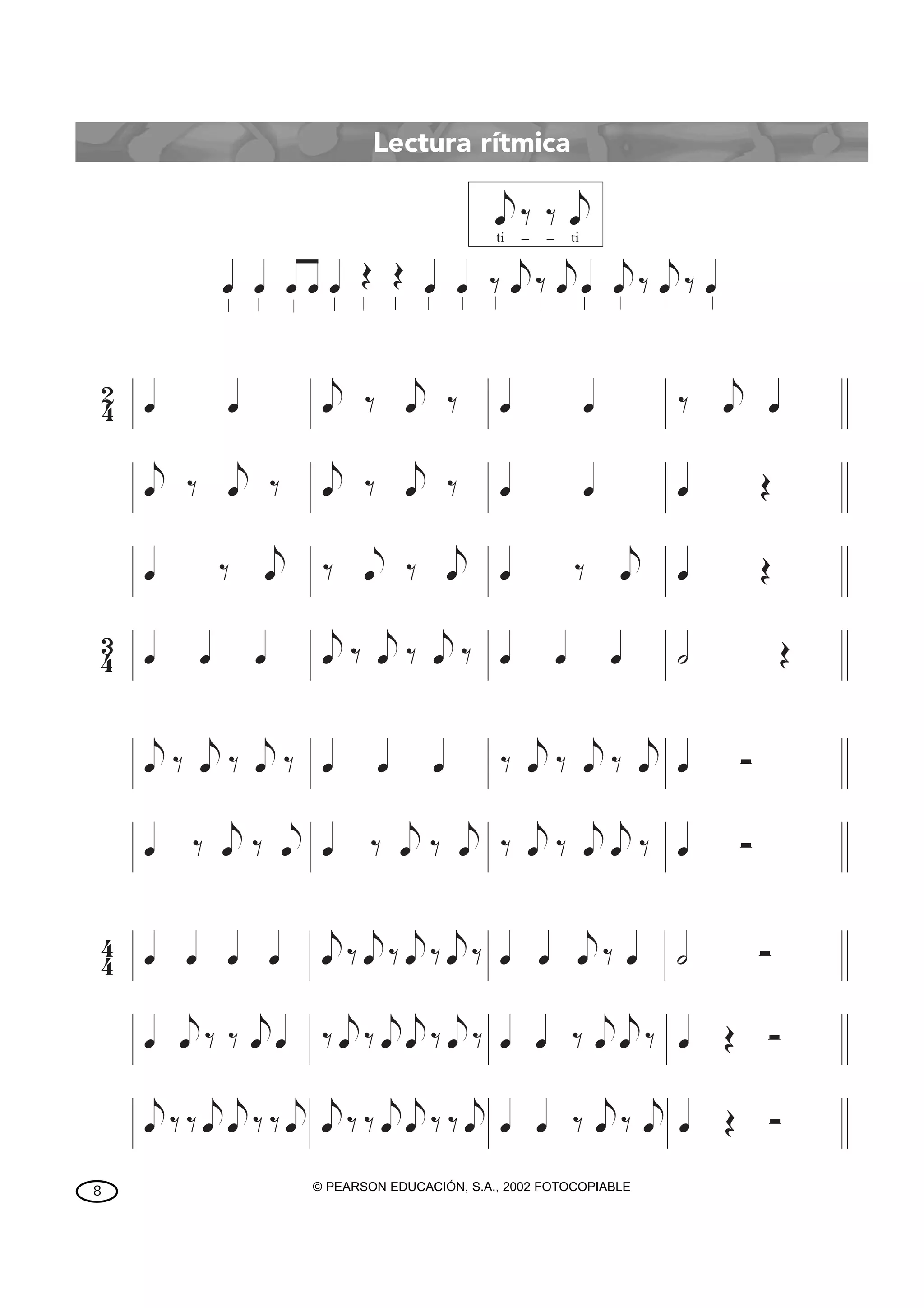 Ejercicios ritmicos teoria de la musica - lenguaje musical | PDF