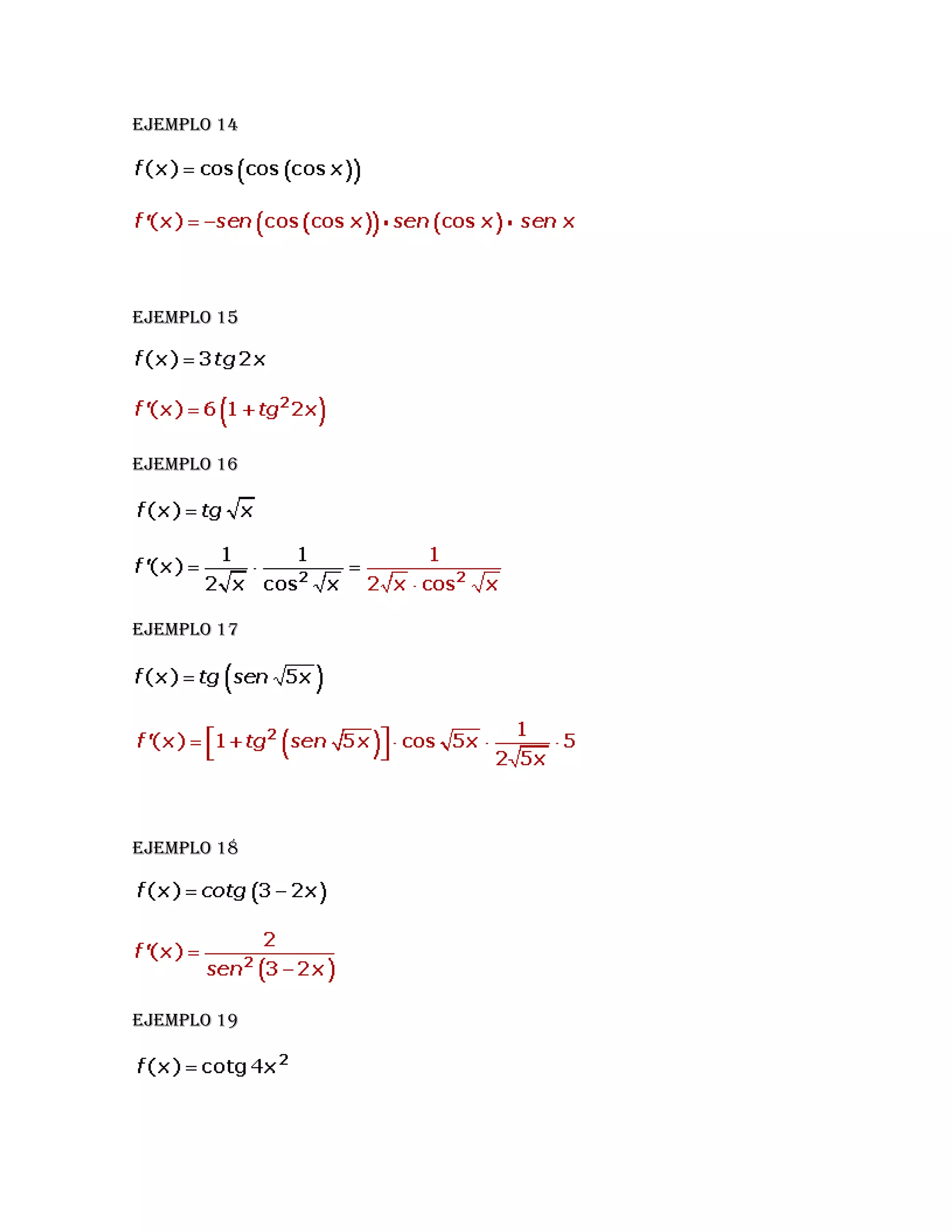 Ejercicios resueltos derivadas trigonométricas | PDF