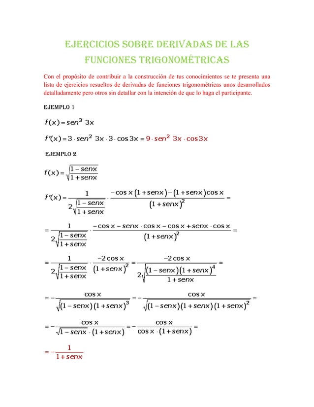 Derivadas De Funciones Trigonometricas Inversas Ejercicios Resuelto ... Derivadas De Funciones Trigonometricas Inversas Ejercicios Resuelto ...