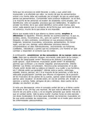 Ejercicios sobre el darse cuenta | DOCX