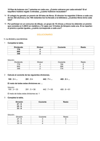 Dividendo, Divisor, Cociente Y Residuo Worksheet Periodic, 42% OFF