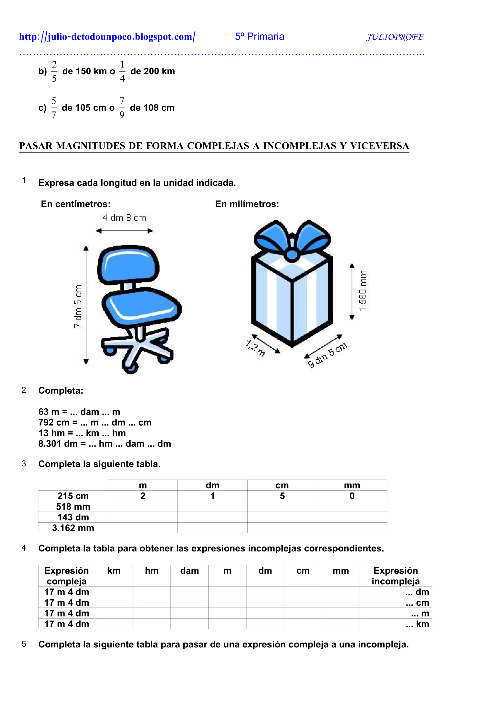 Ejercicios + Soluciones de Longitud | DOC
