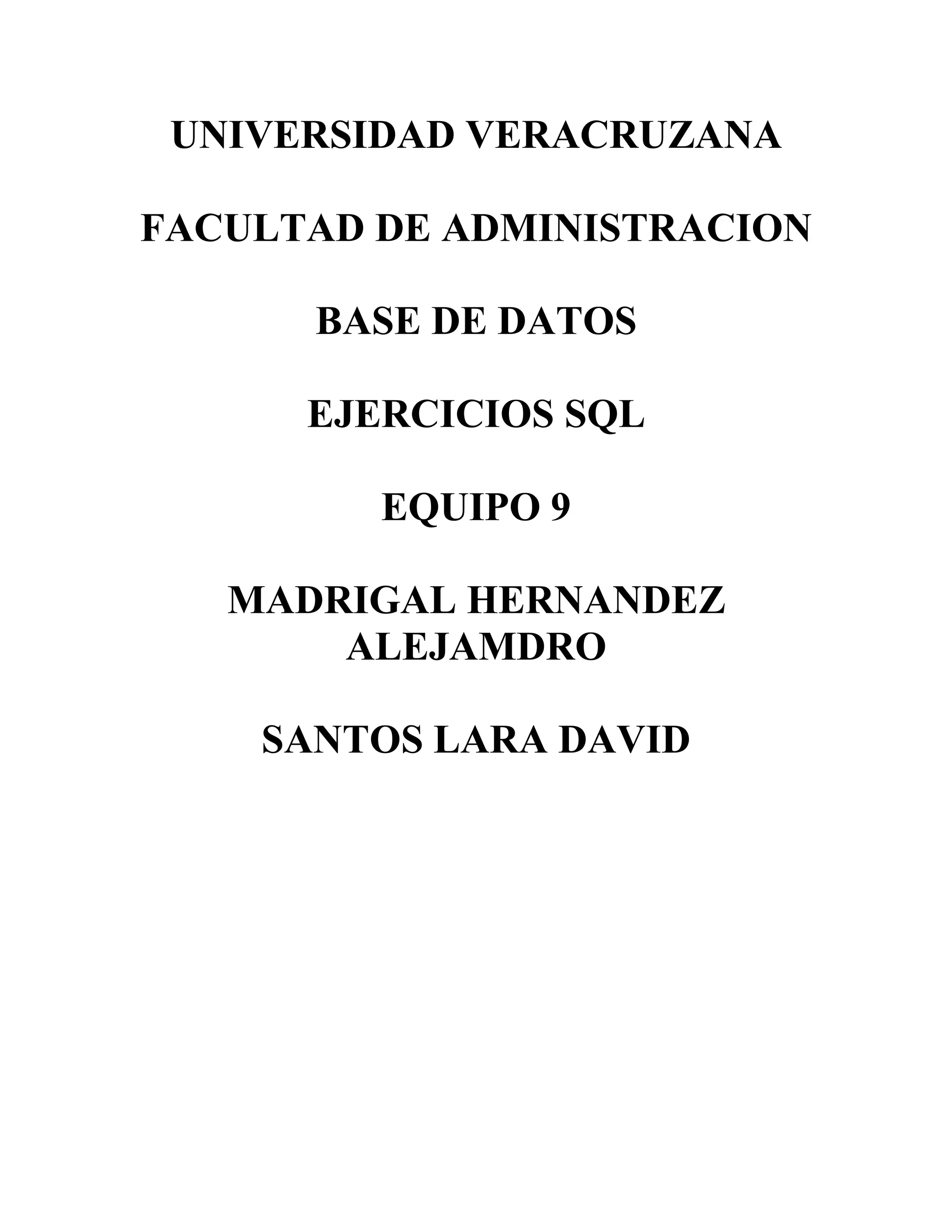 Ejercicios sql | DOCX