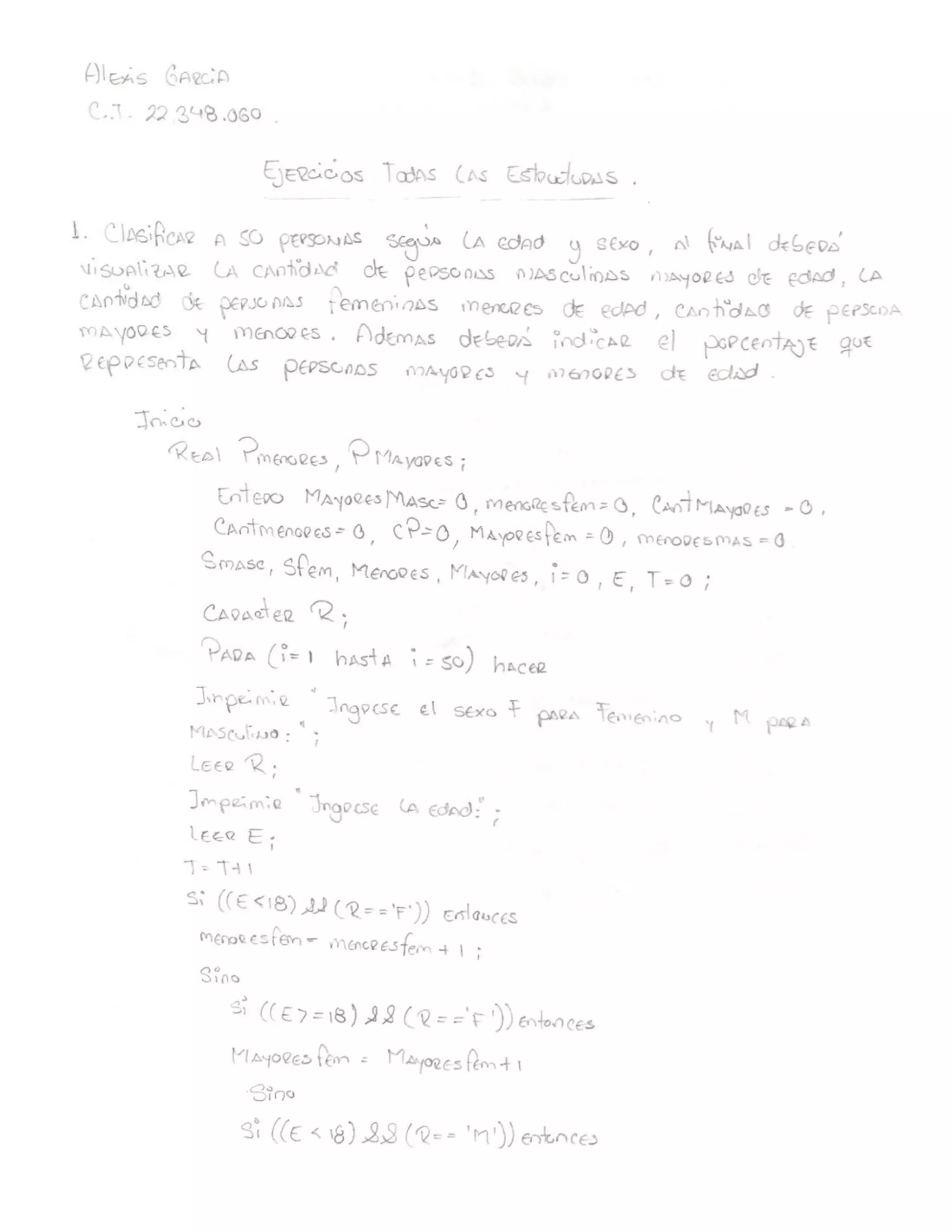 Ejercicios todas las estructuras alexis garcia | PDF