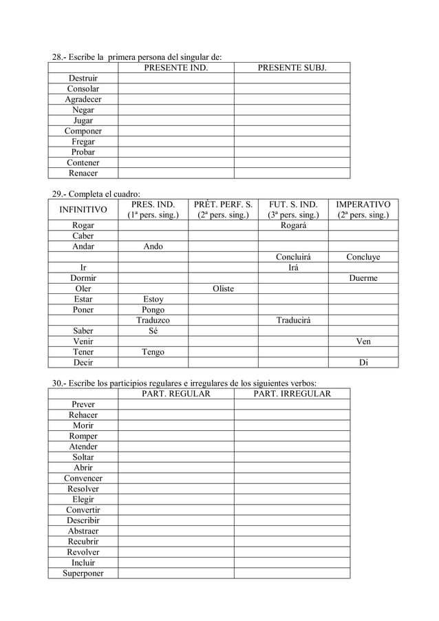 Ejercicios verbos | PDF | Education