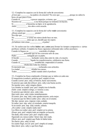 Ejercicios verbos | PDF