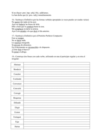 Ejercicios verbos | PDF
