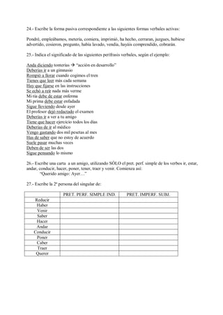 Ejercicios verbos | PDF