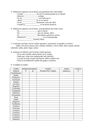 Ejercicios verbos | PDF